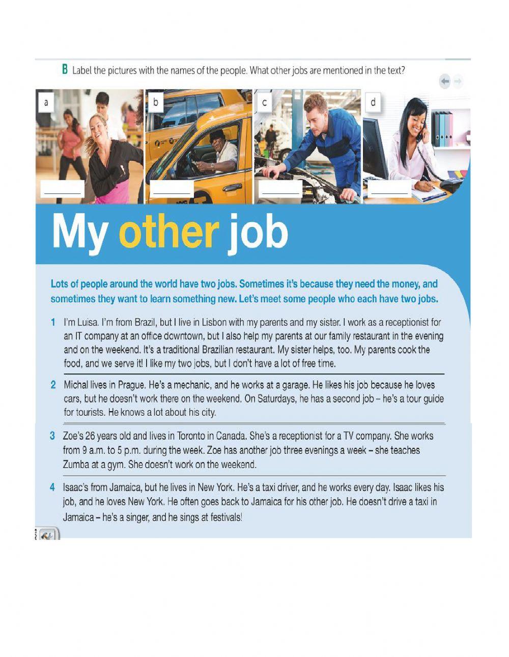 MY OTHER JOB online exercise for | Live Worksheets