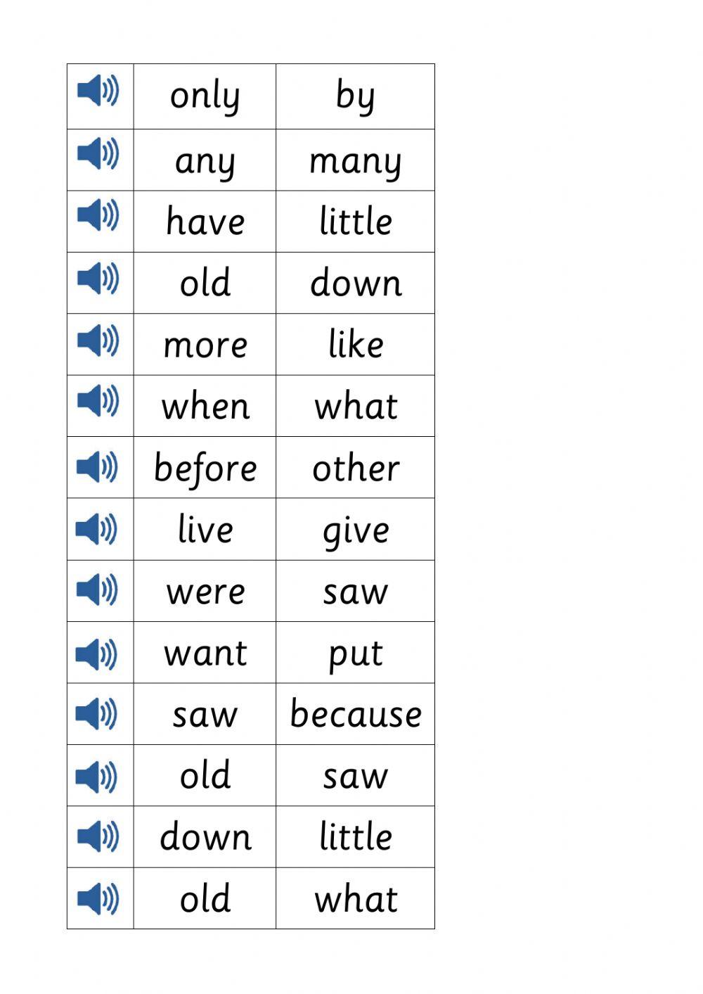 Tricky words online pdf exercise | Live Worksheets