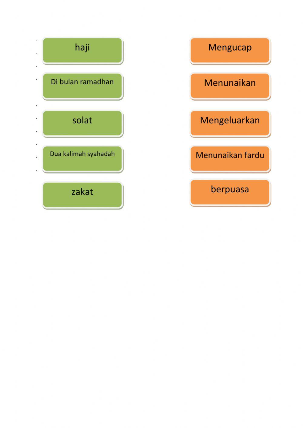 Rukun islam Darjah 1 worksheet | Live Worksheets
