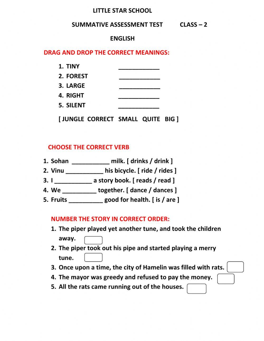 English online exercise for grade 2 | Live Worksheets