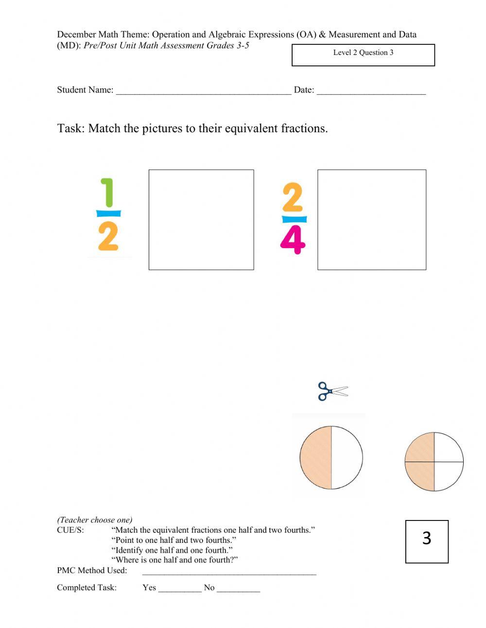 Math 3-5 February assessment level 2 worksheet | Live Worksheets