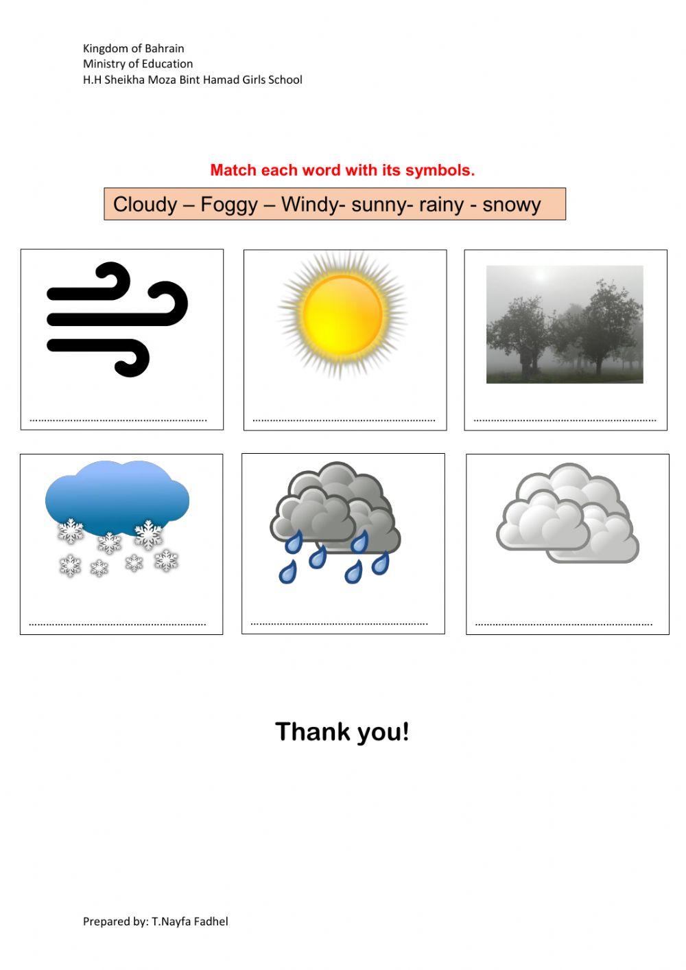 Words related to weather interactive worksheet | Live Worksheets