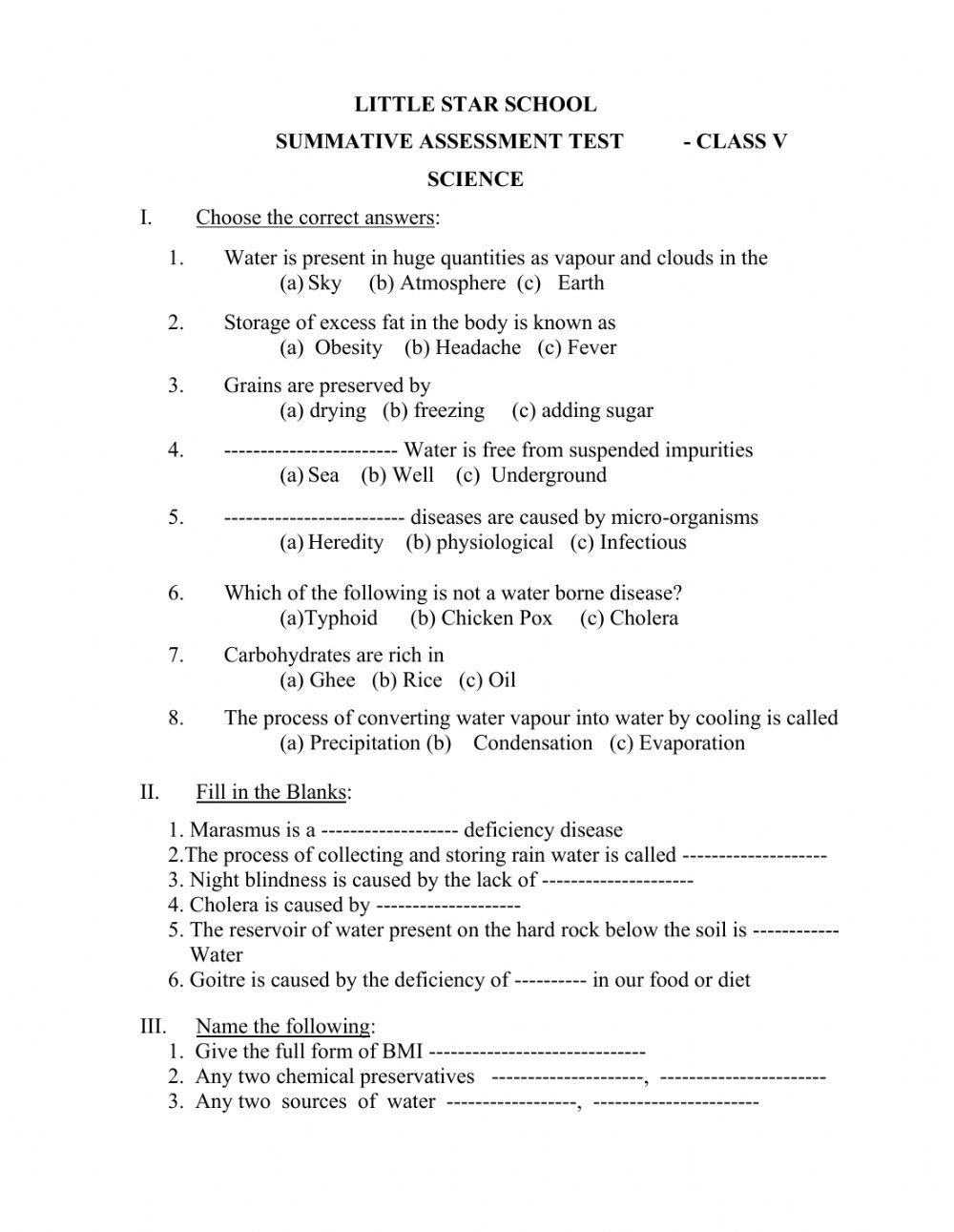 Science online exercise for 5 | Live Worksheets