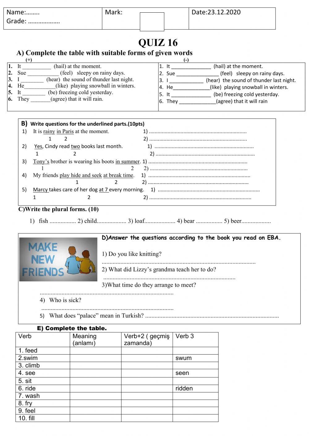 Quiz 16 interactive worksheet | Live Worksheets