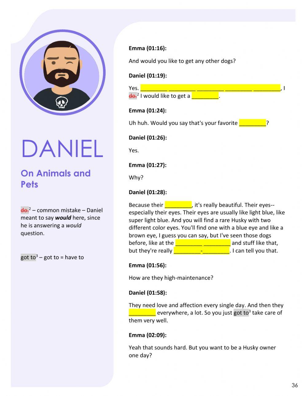 Daniel Animals worksheet | Live Worksheets