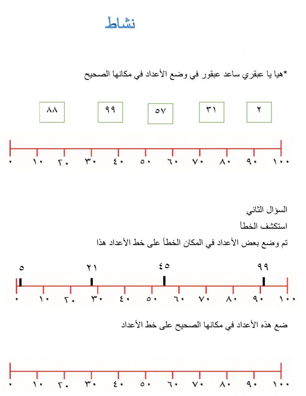 خط الاعداد Live Worksheets