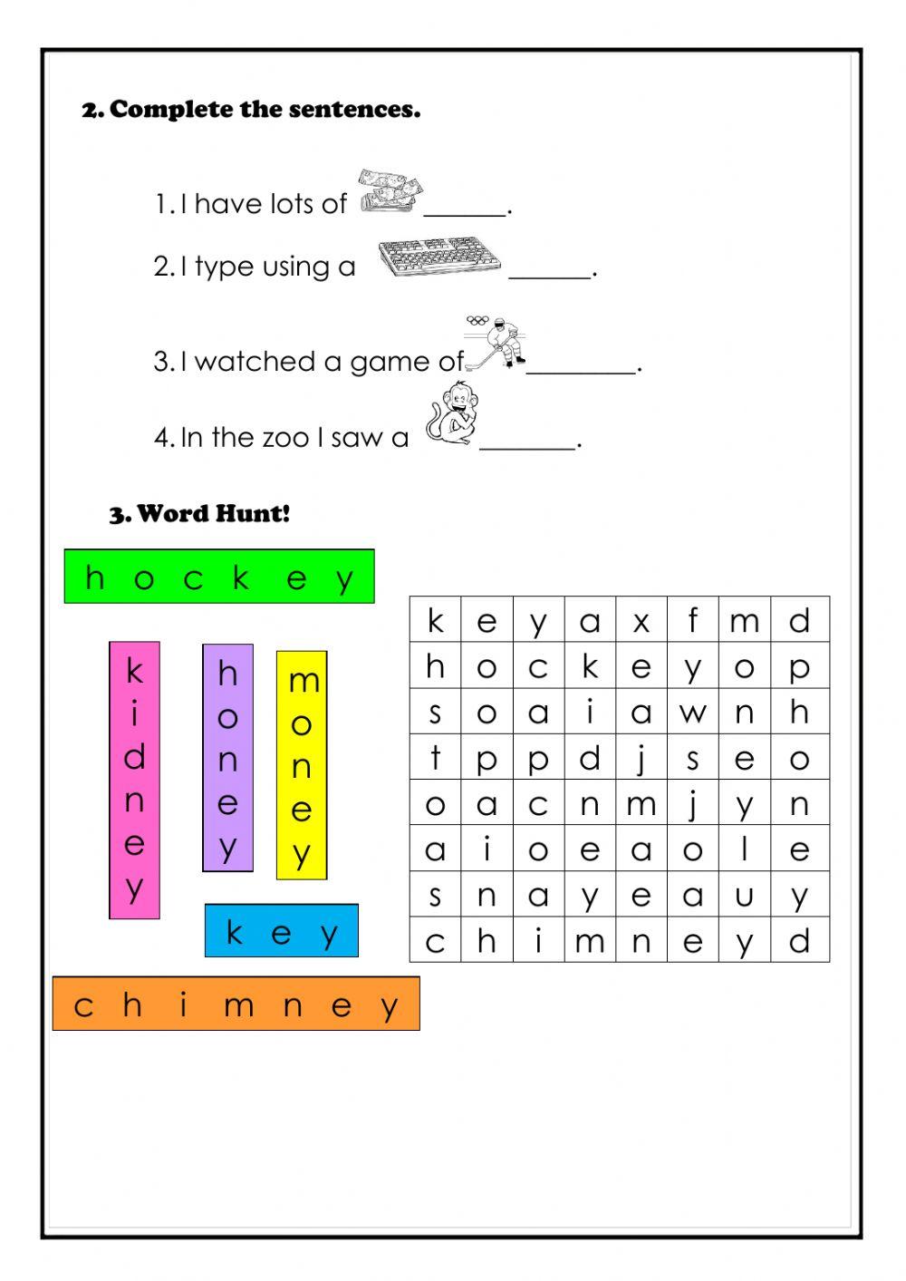 Lesson 65 - ey sound worksheet | Live Worksheets