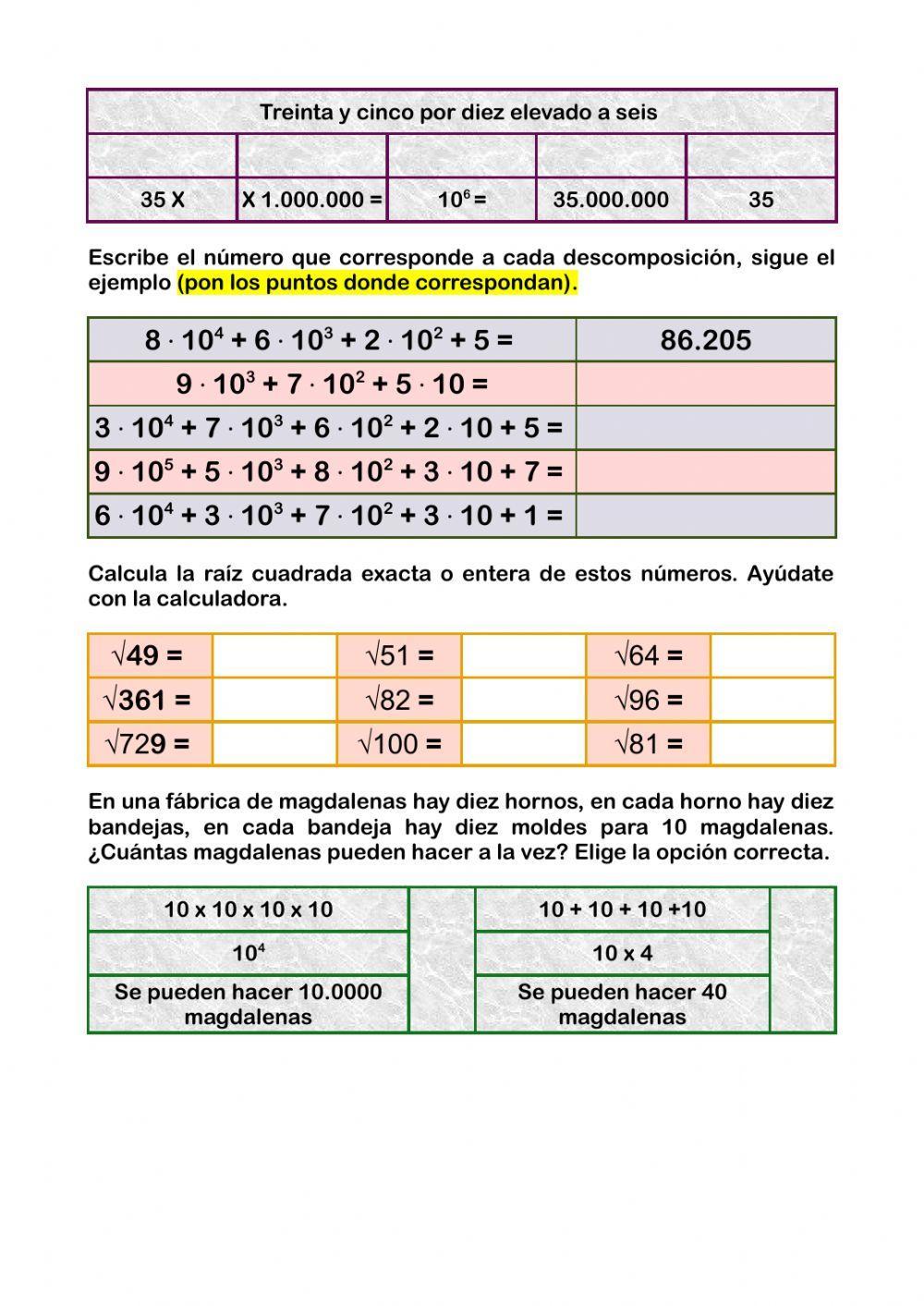 Potencias y Raí… | Free Interactive Worksheets | 606323