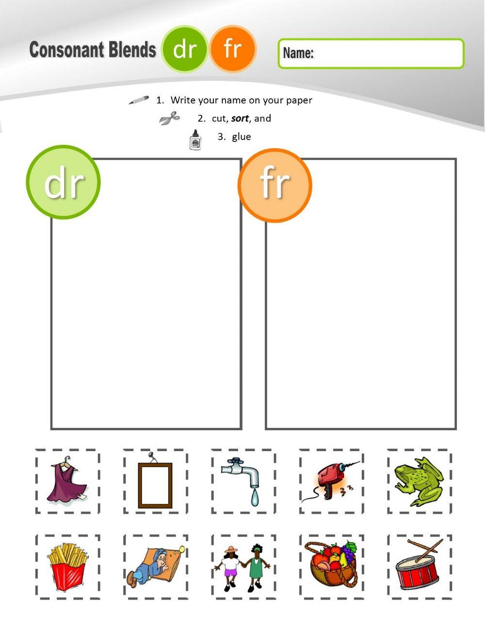 Fr and dr phonics worksheet | Live Worksheets