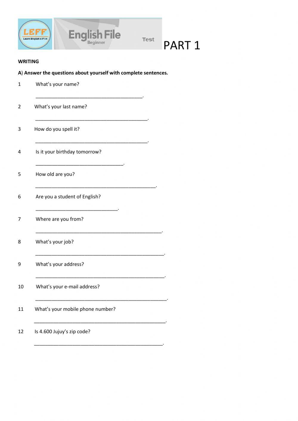 Personal information 607022 | caroald | LiveWorksheets