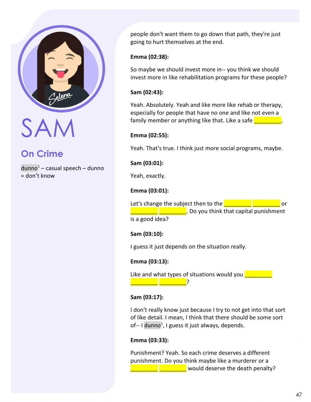 Sam Crime worksheet | Live Worksheets