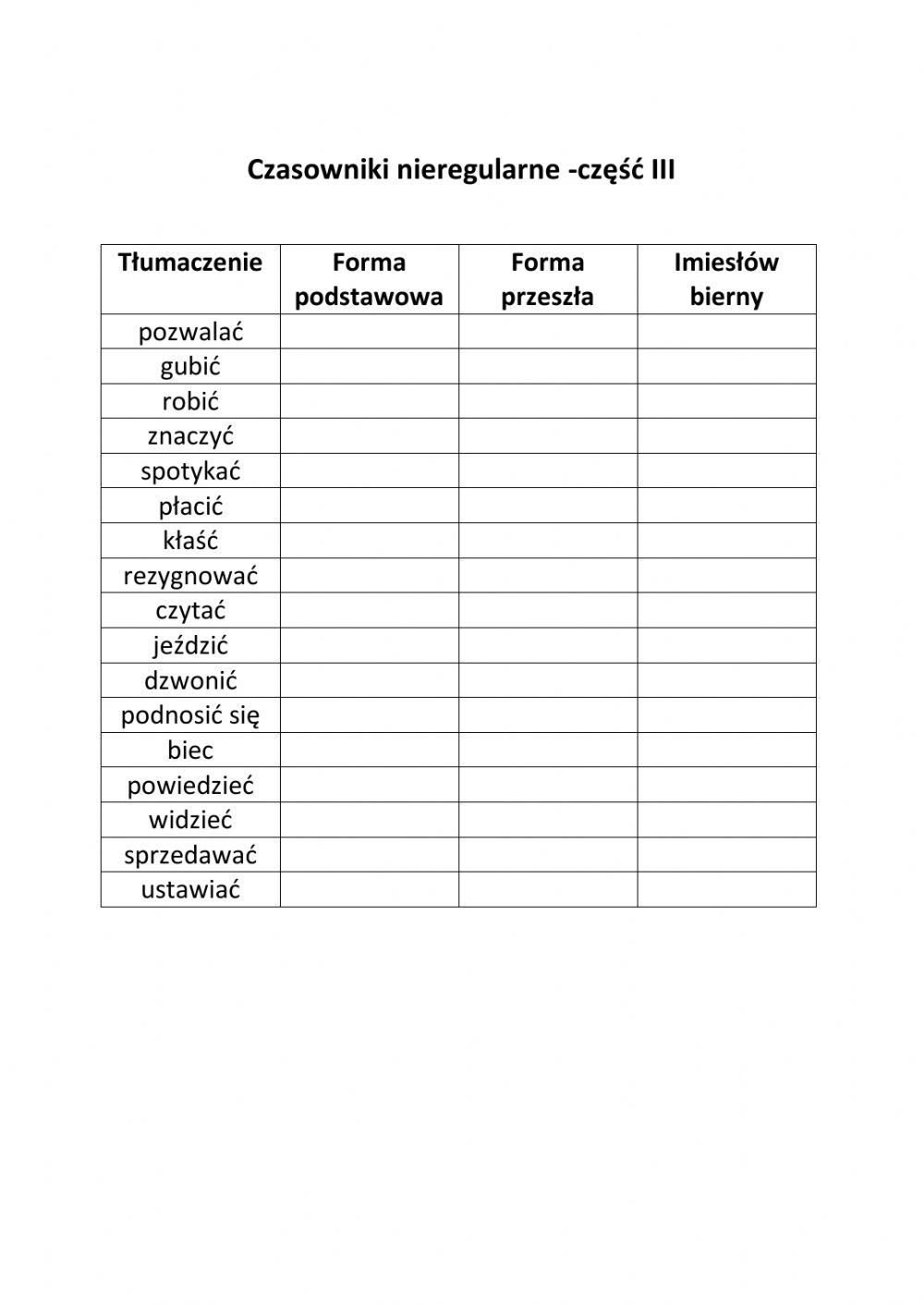 Irregular Verbs online exercise for Grade 7 | Live Worksheets