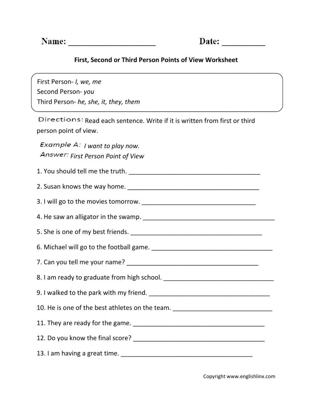 first second third worksheet