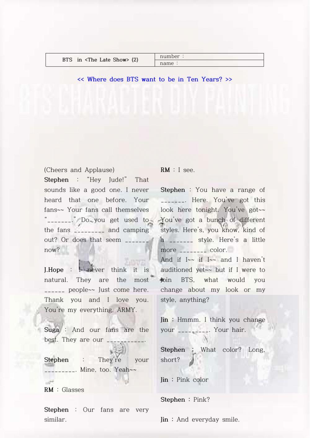 BTS in -The Late Show-(2) online exercise for | Live Worksheets