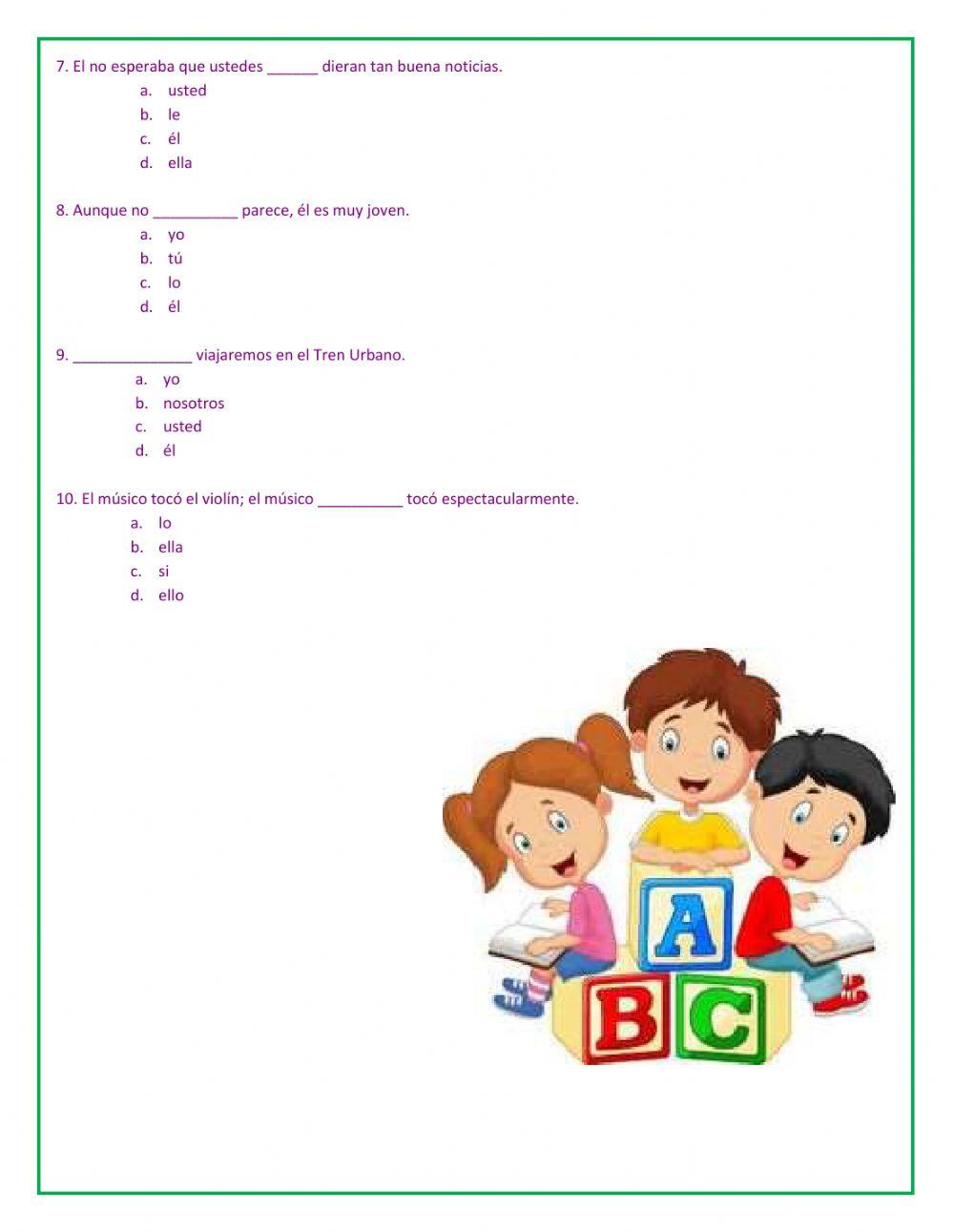 Pronombre personal exercise | Live Worksheets