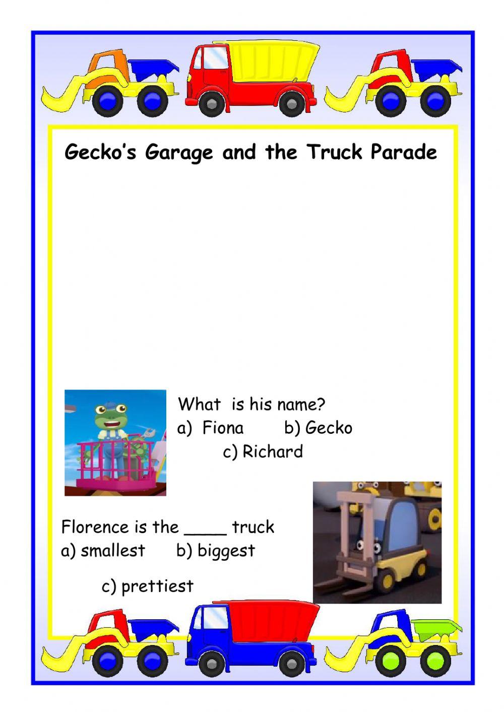 Gecko's garage | Free Interactive Worksheets | 608775
