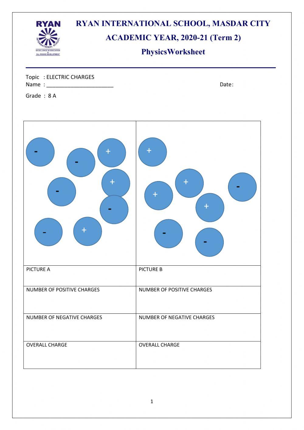 ELECTRIC CHARGES online exercise for | Live Worksheets