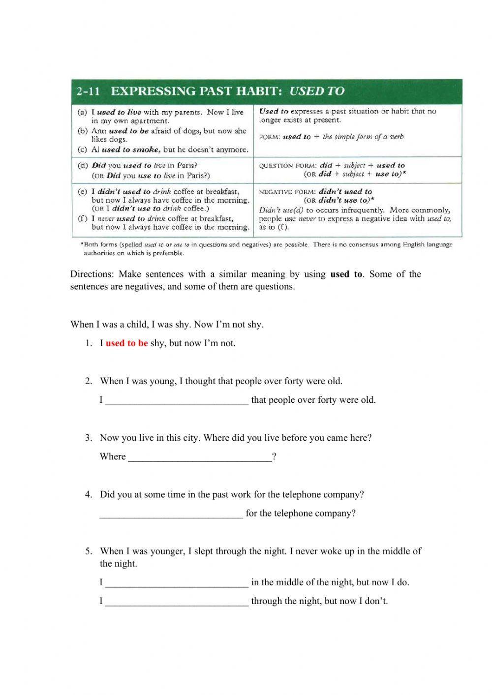 609492 | Expressing past habits with -used to- | Luis 609492 | Expressing past habits with -used to- | Luis