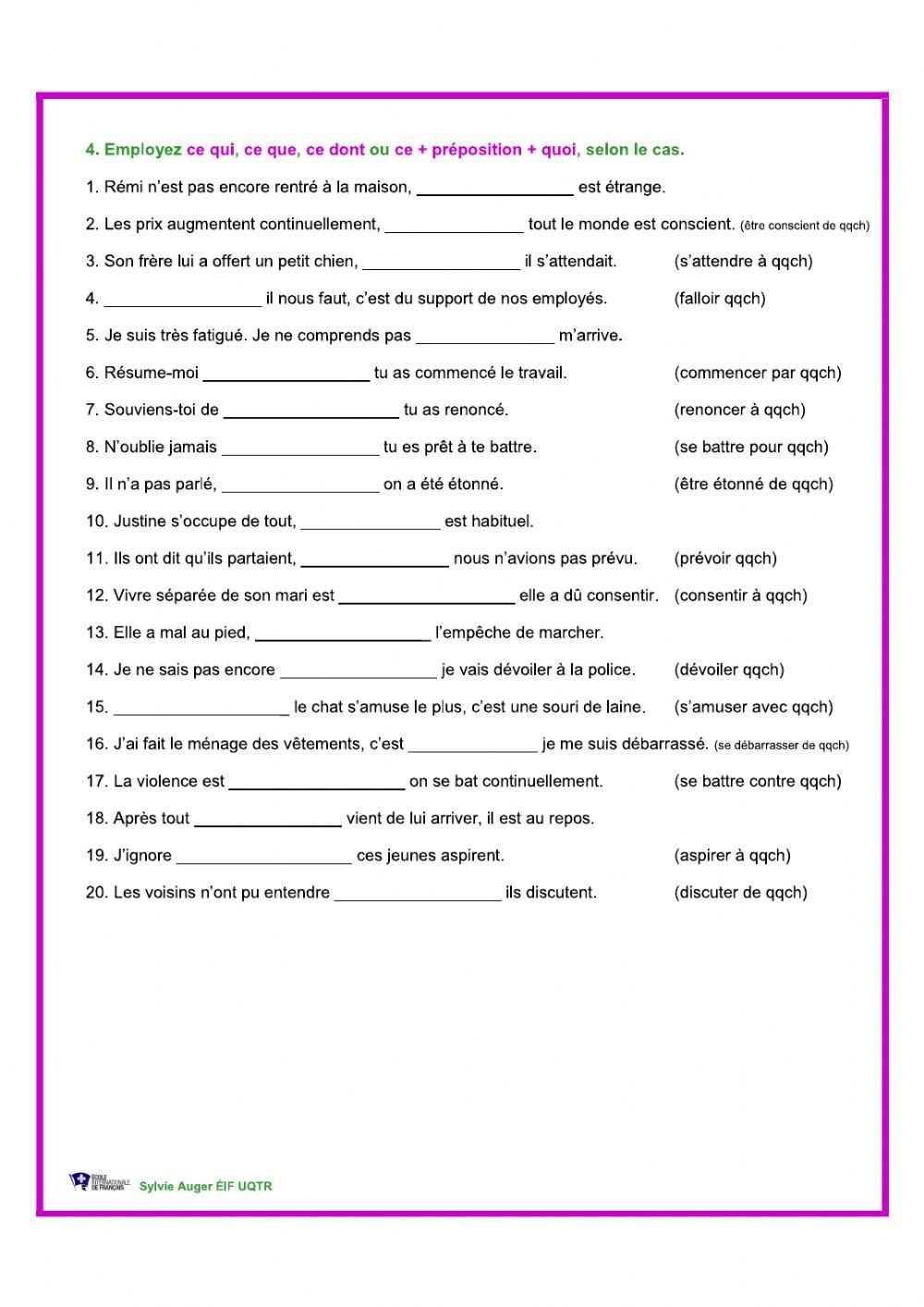 Les pronoms rel… | Free Interactive Worksheets | 611665