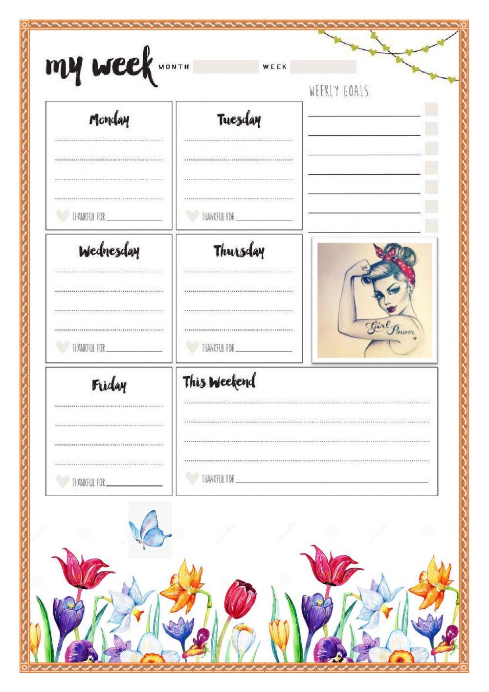Weekly Agenda | Free Interactive Worksheets | 560322