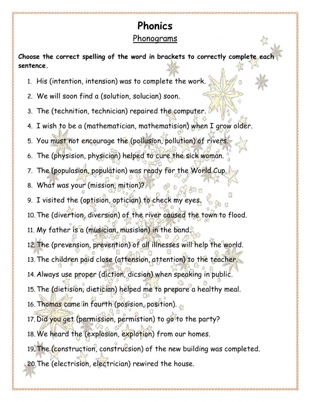 Phonogram -cian… | Free Interactive Worksheets | 6292463