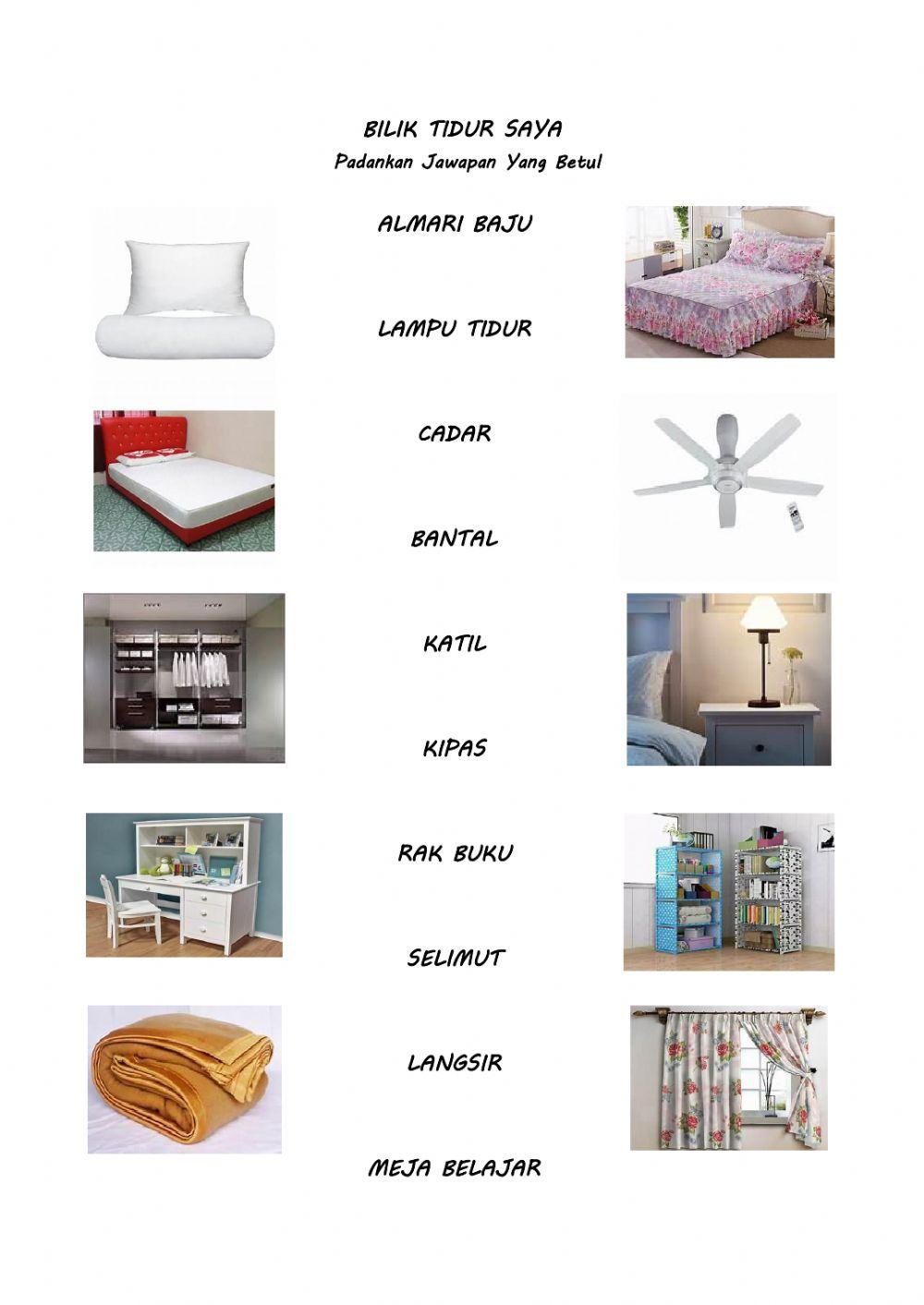 Bilik Tidur Saya interactive worksheet | Live Worksheets