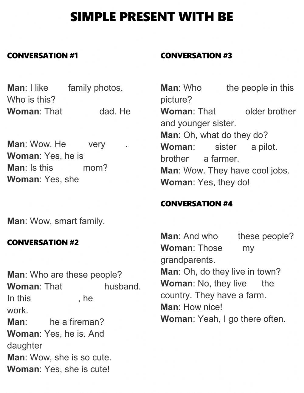 Listening - Simple present with BE worksheet | Live Worksheets