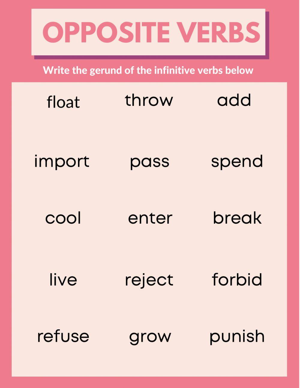 Opposite verbs for intermediate worksheet | Live Worksheets