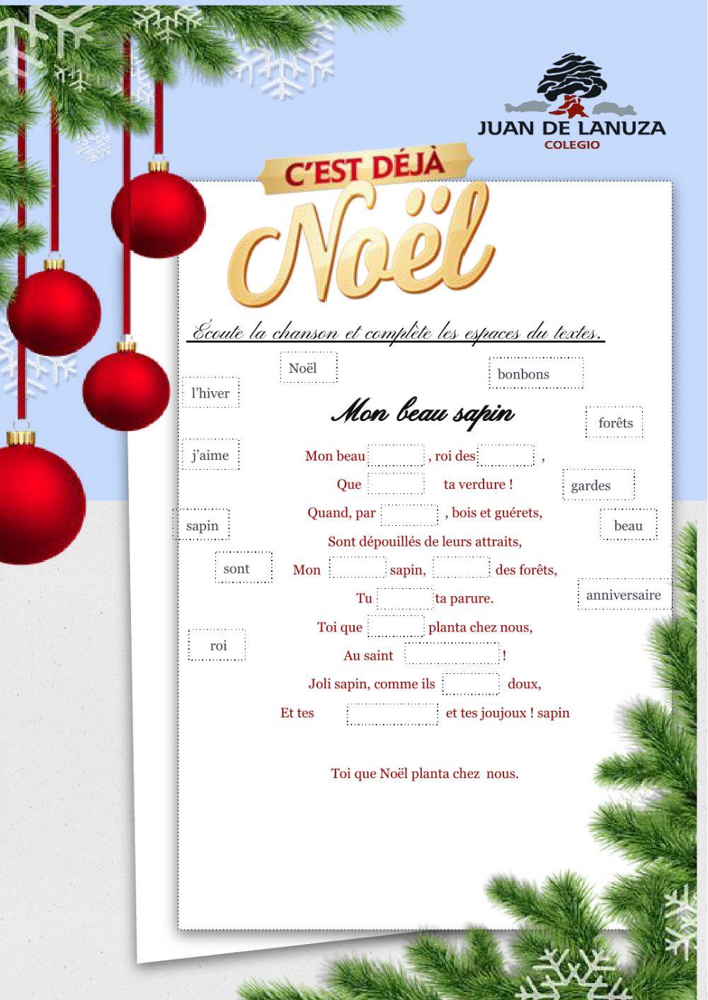 Mon beau sapin online exercise for | Live Worksheets