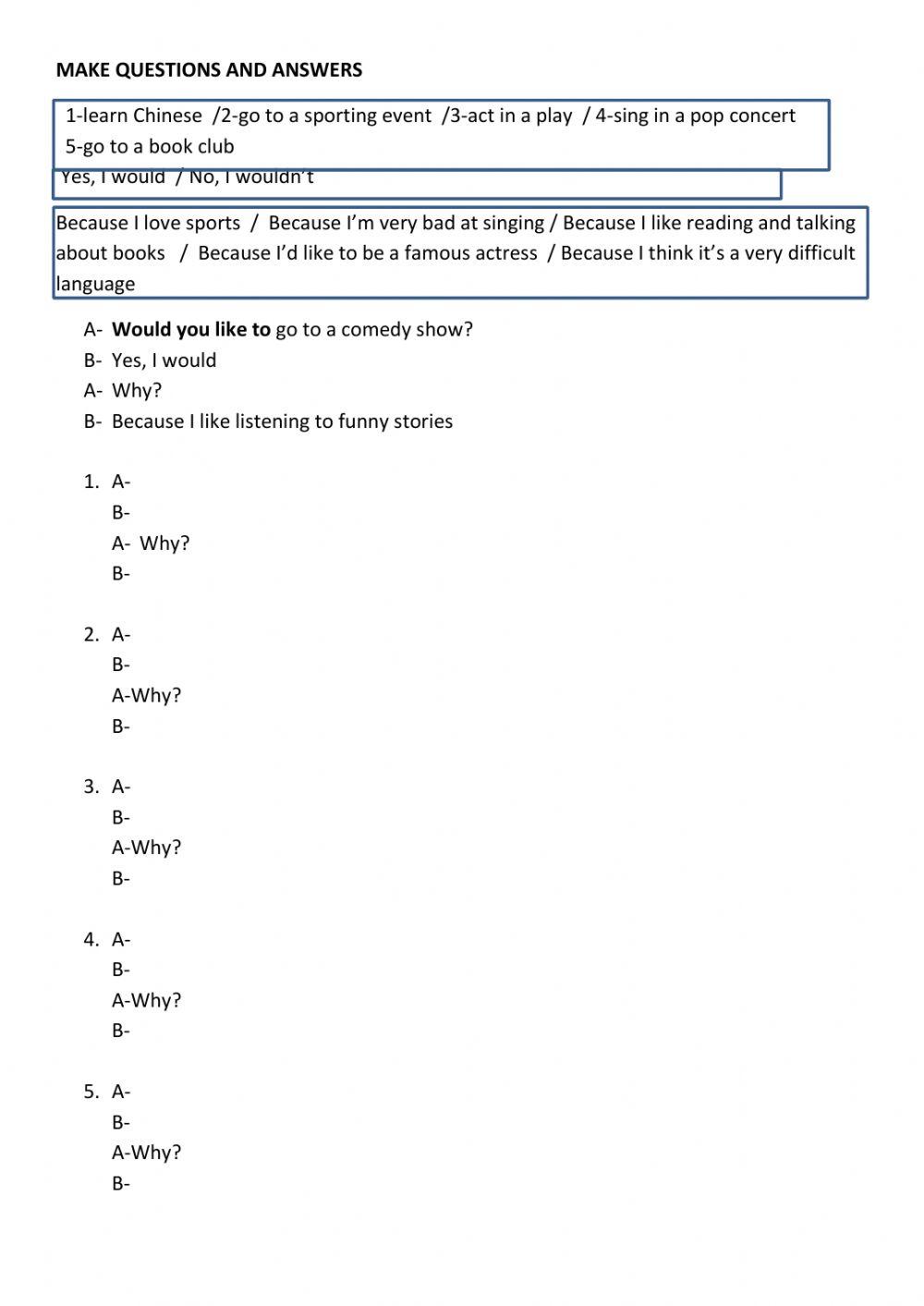 Would you like... interactive worksheet | Live Worksheets