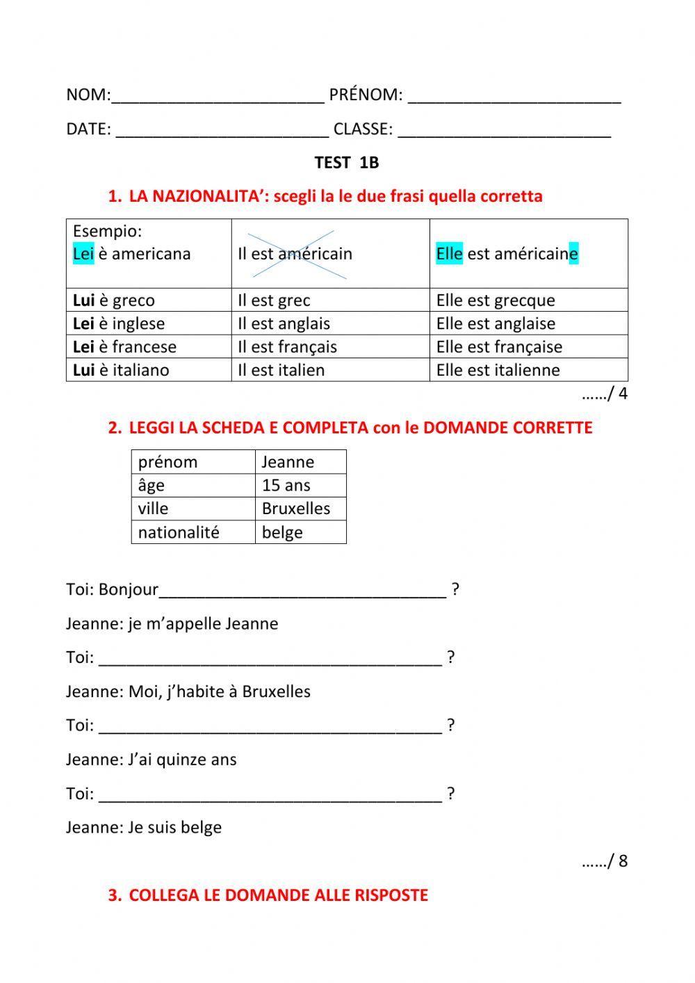 1B-Se présenter online pdf exercise | Live Worksheets