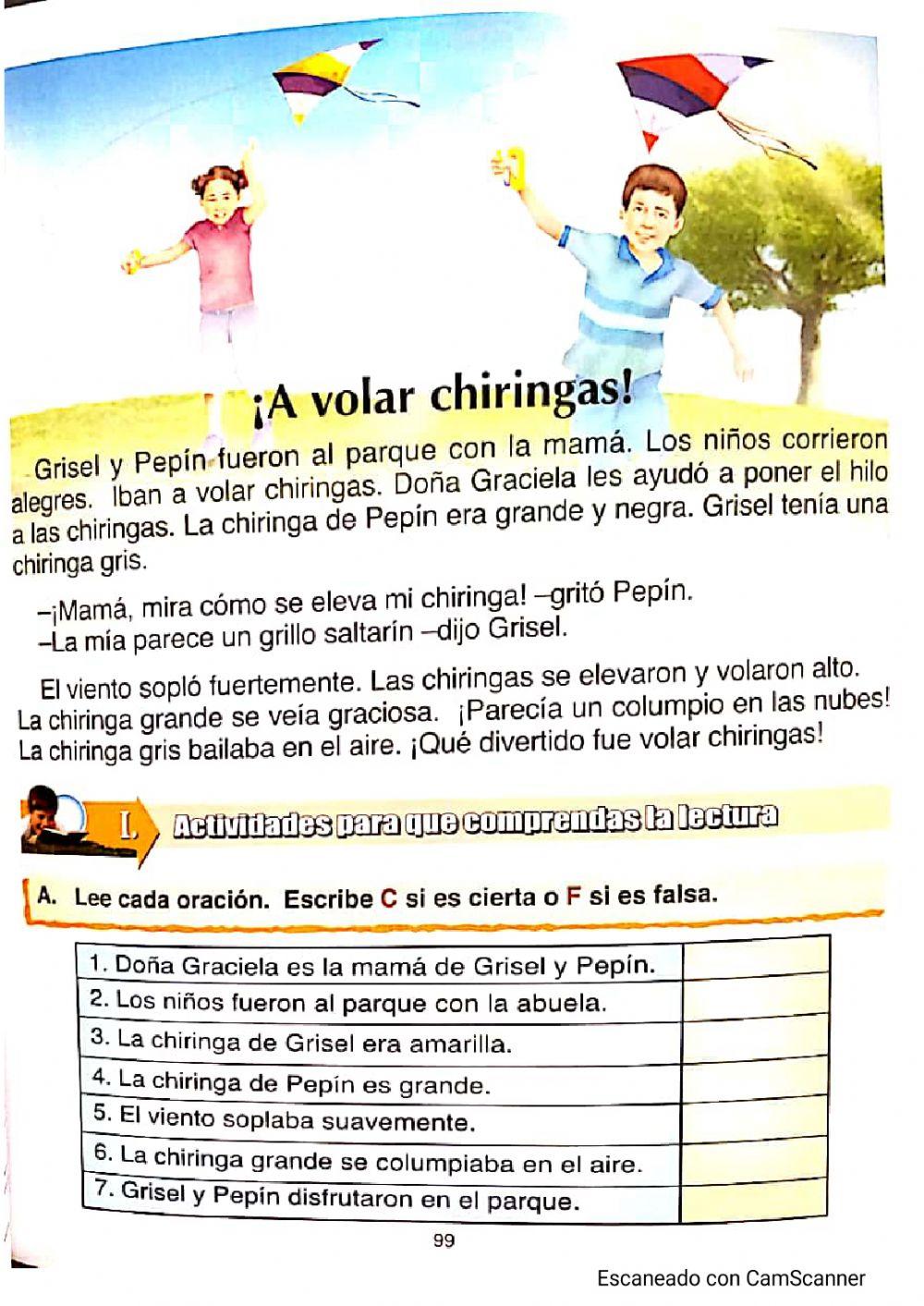 A volar chiringa worksheet | Live Worksheets