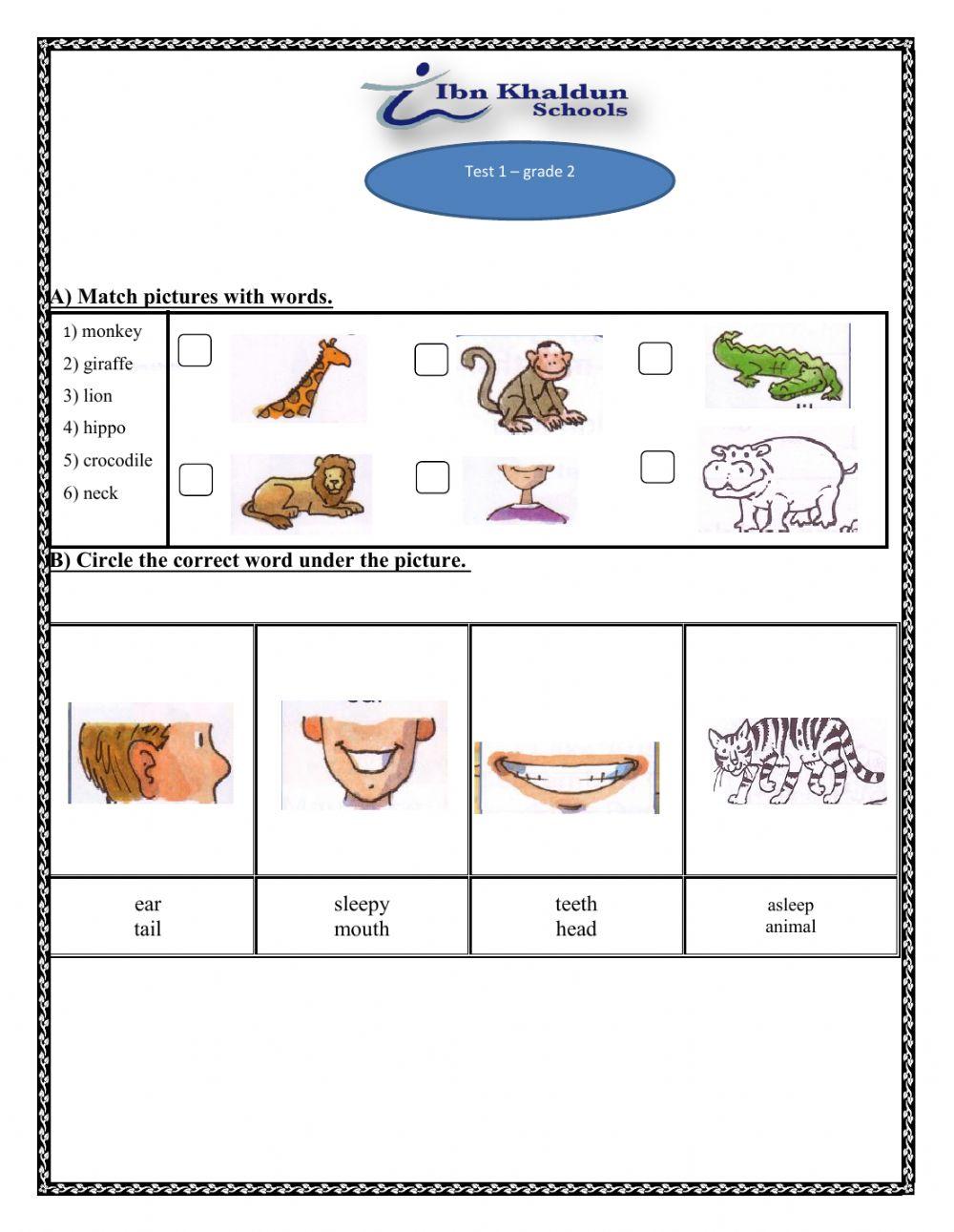 Grade 2 test worksheet | Live Worksheets