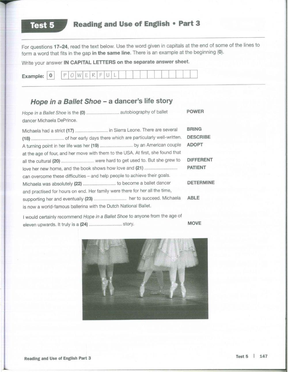 Exam Practice • Test 5 • Reading and Use of English Part 1-6 online ...