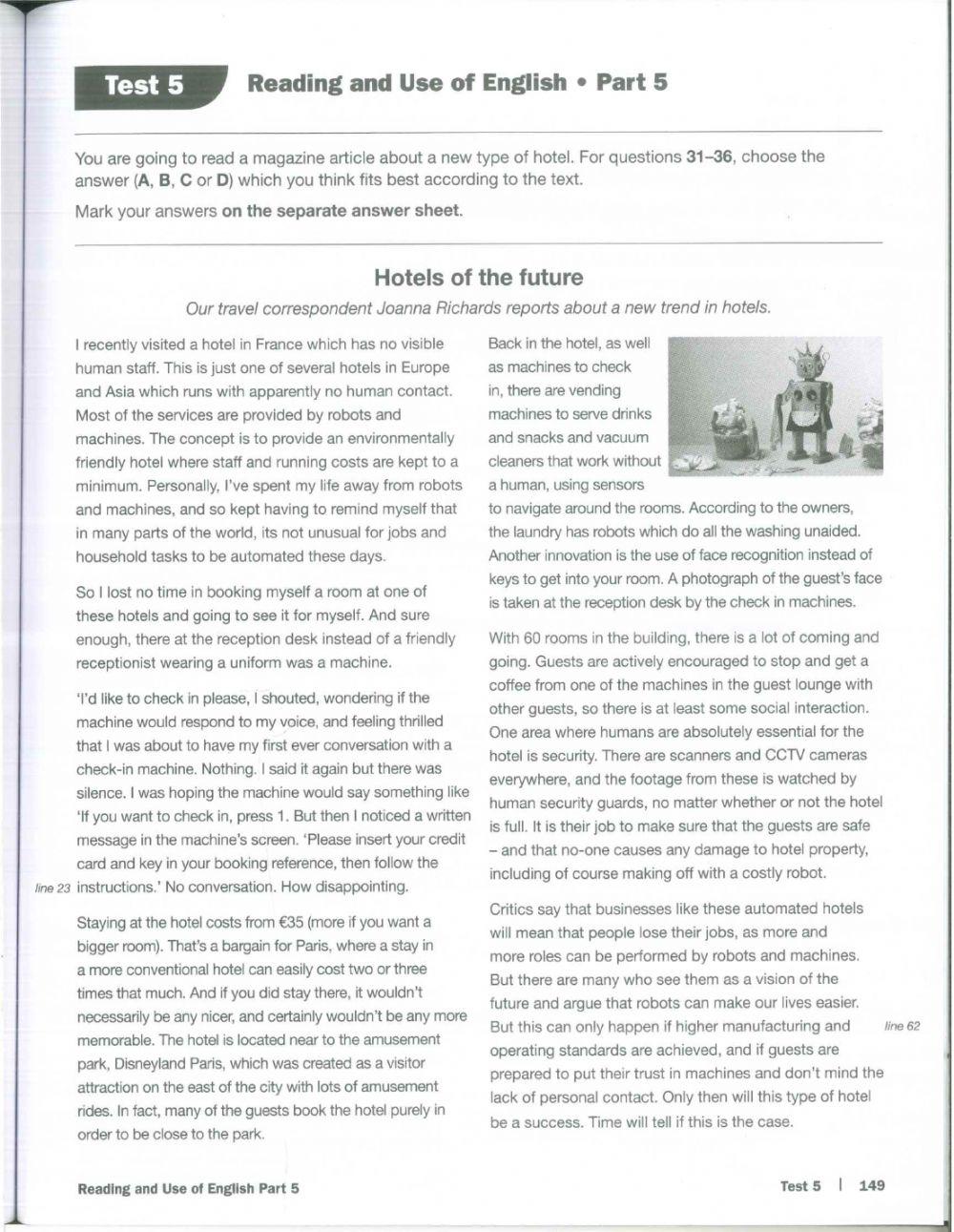 Exam Practice • Test 5 • Reading and Use of English Part 1-6 online ...