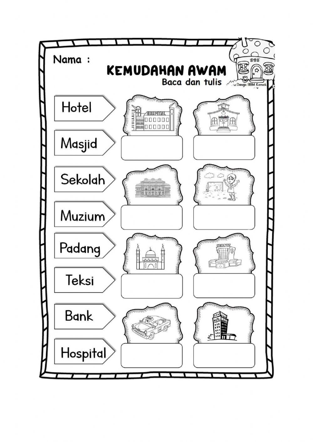 Kemudahan awam activity | Live Worksheets
