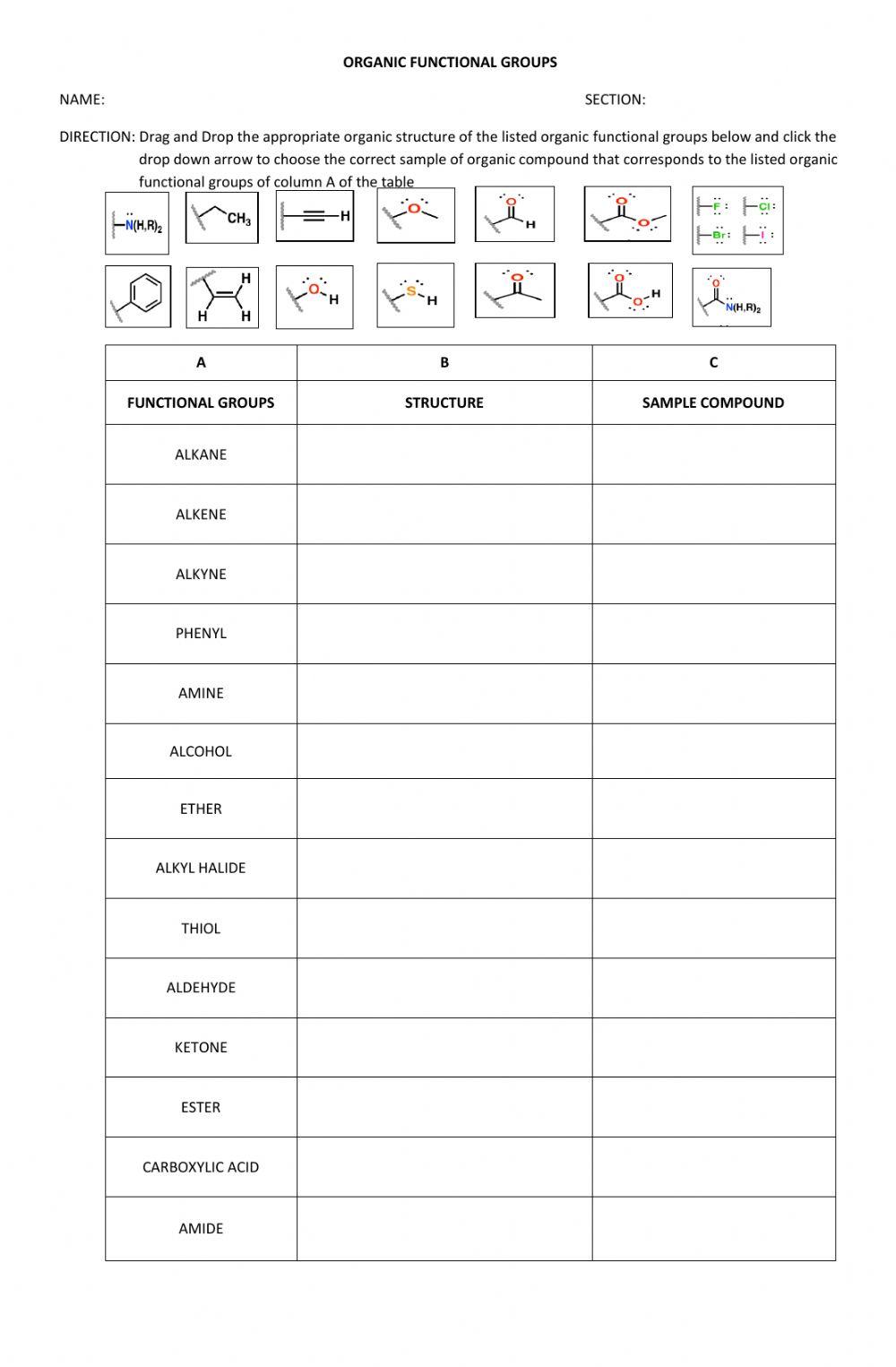 ORGANIC FUNCTIO… | Free Interactive Worksheets | 4507593