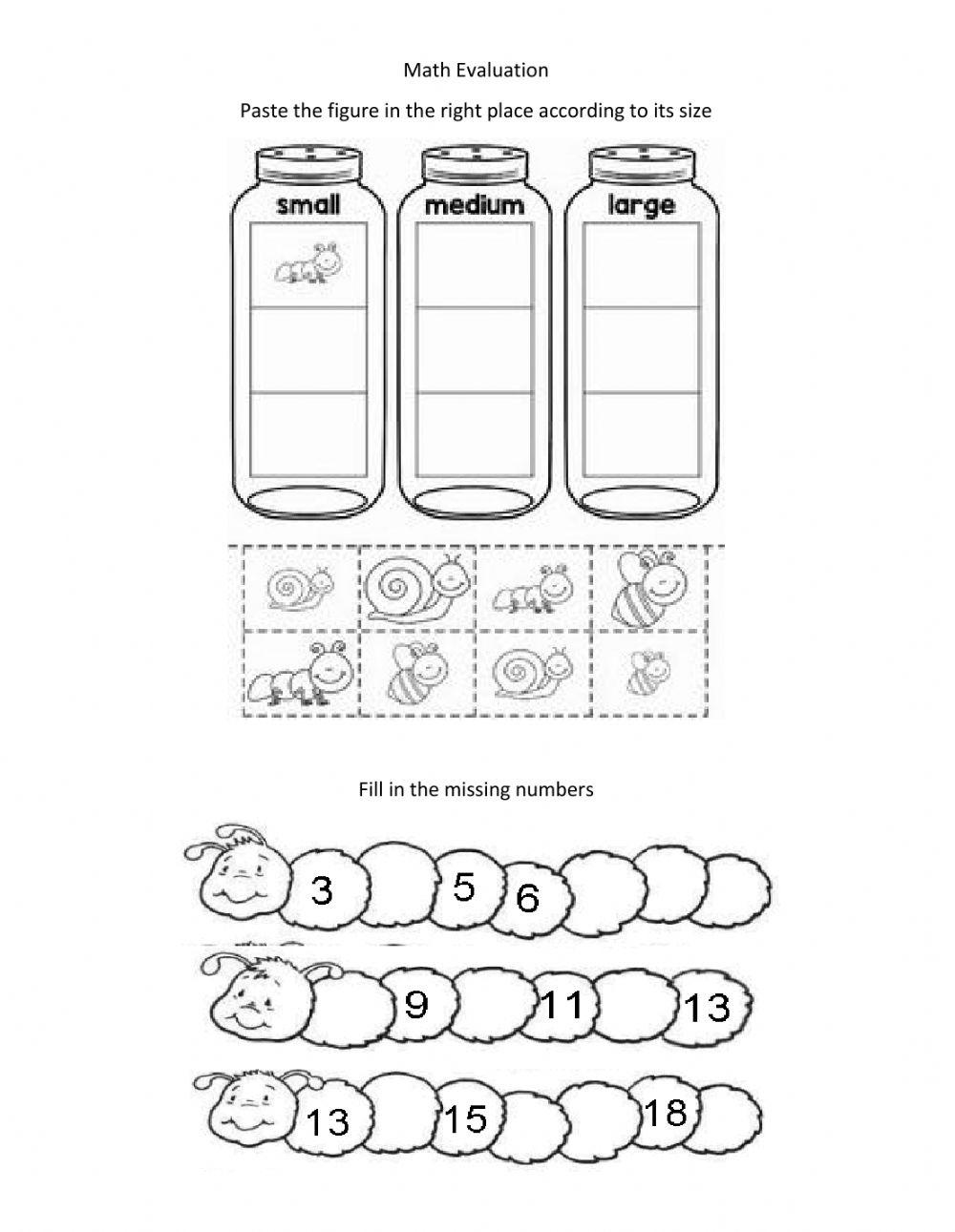 Math evaluation, K5 4507566 | Nuñez | Live Worksheets