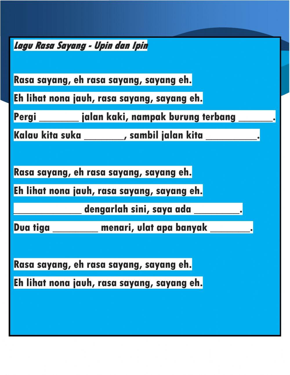 Rasa sayang worksheet | Live Worksheets