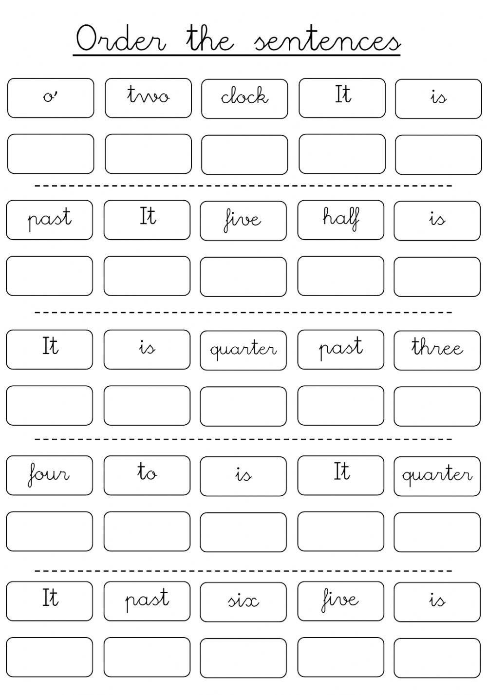 Time. Order the sentences worksheet | Live Worksheets
