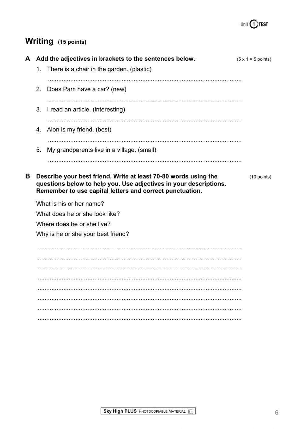 Sky high plus unit 1 online exercise for | Live Worksheets