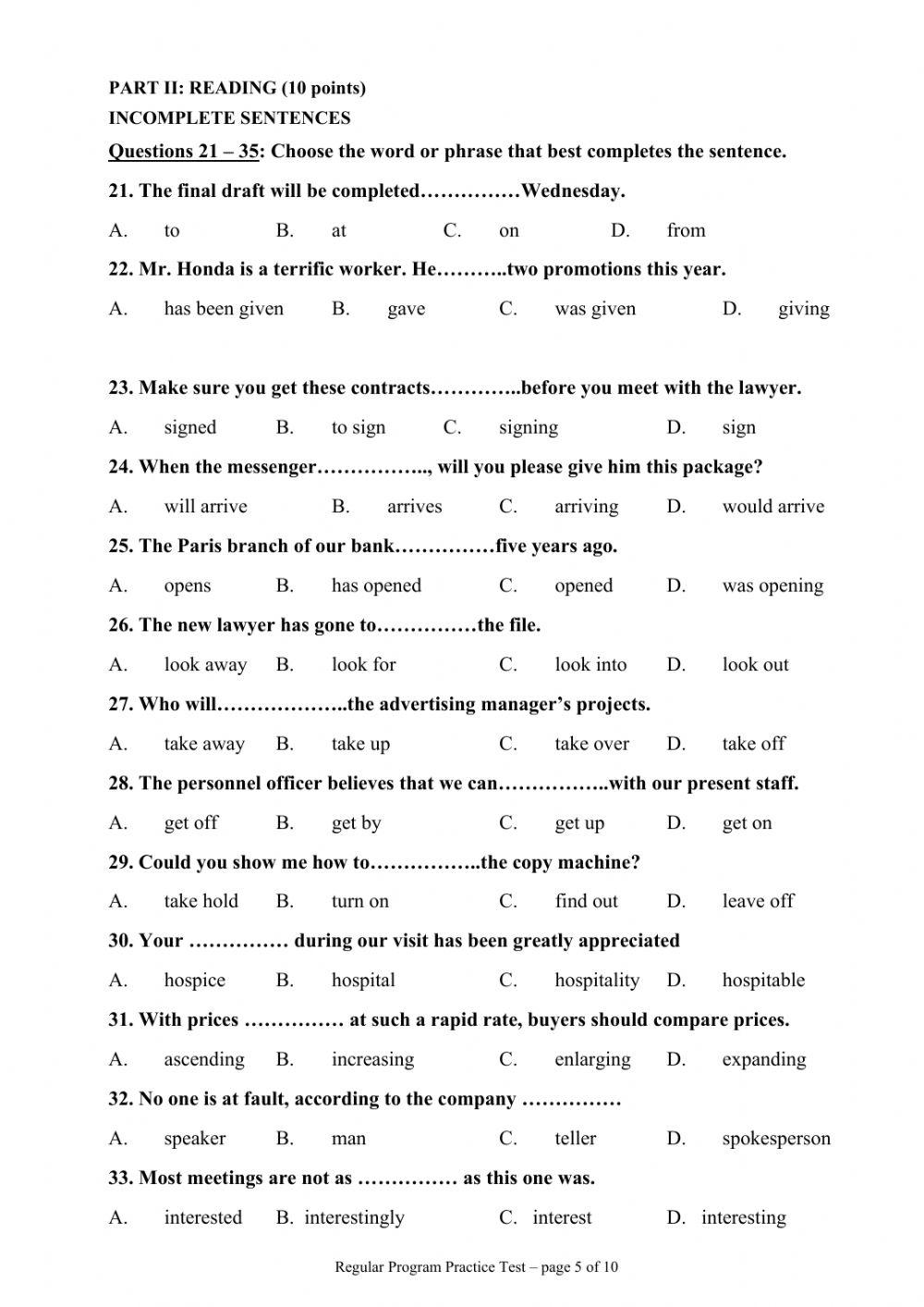 PRACTICE TEST - GE 3 online exercise for | Live Worksheets