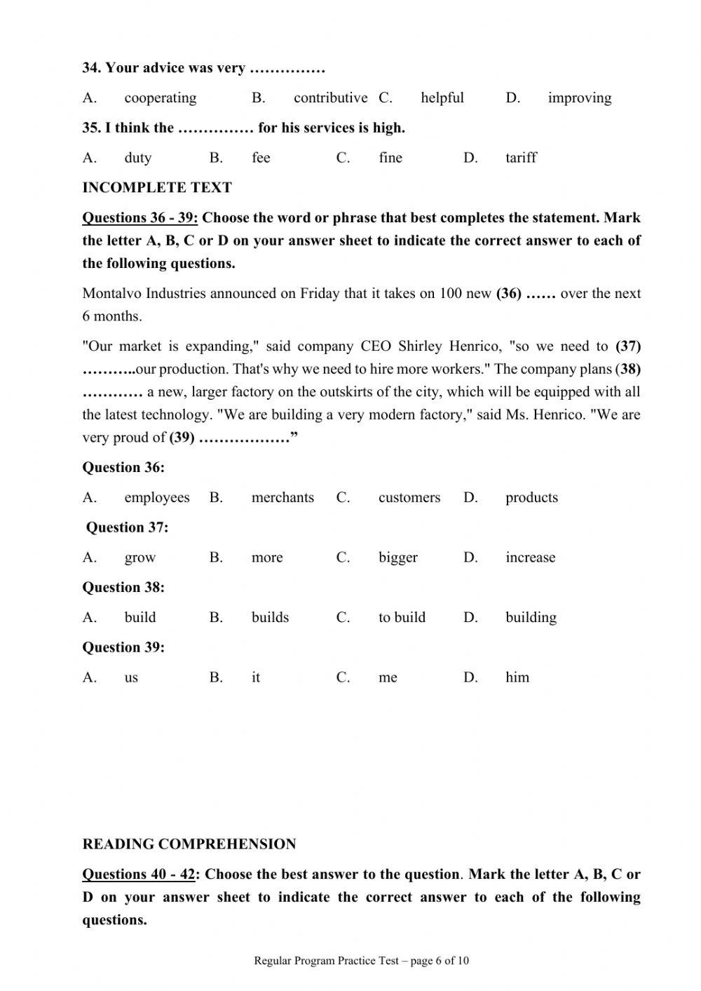 PRACTICE TEST - GE 3 online exercise for | Live Worksheets