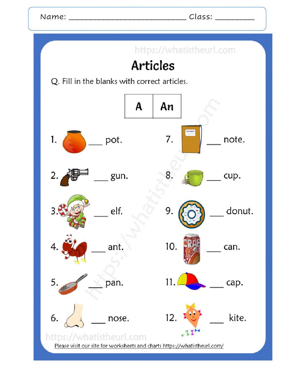 Read the words and choose a correct Article 'a' or 'an' online exercise ...