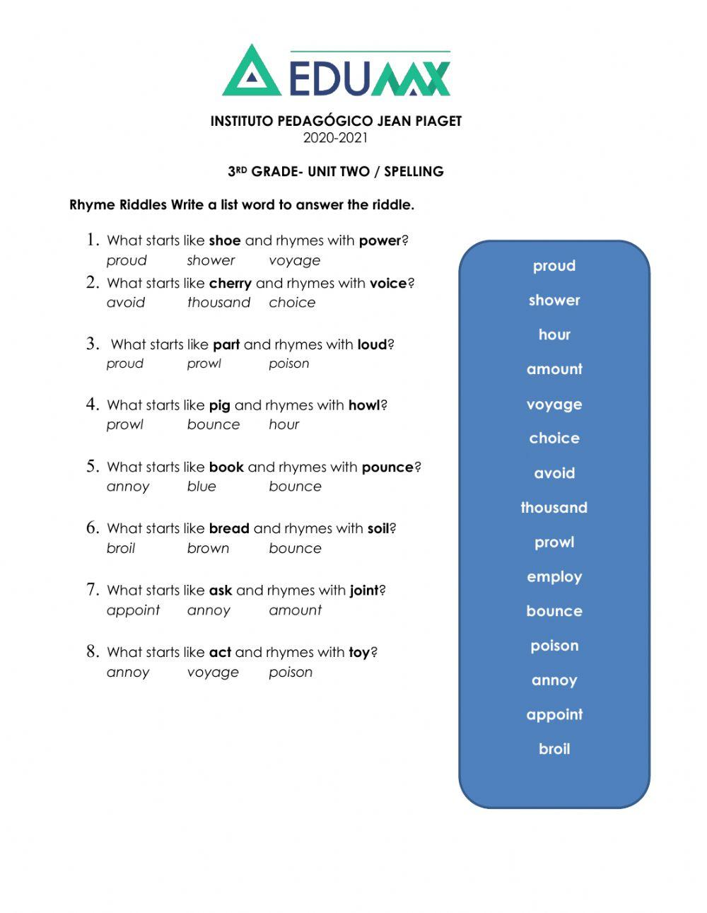 Pii spelling evaluation u2 worksheet | Live Worksheets Pii spelling evaluation u2 worksheet | Live Worksheets