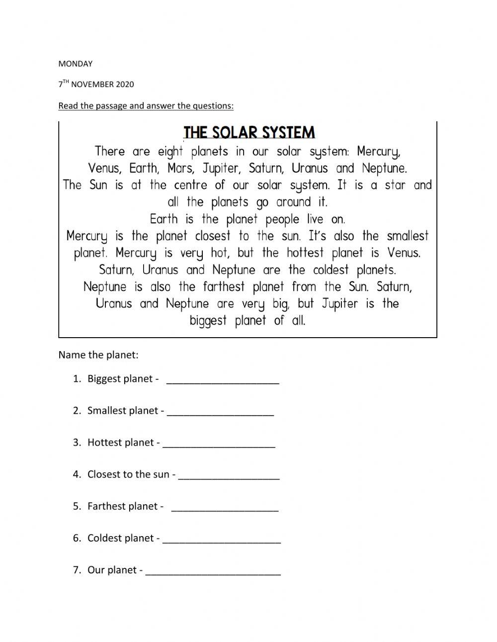 The Solar System Worksheet For Year 3 Live Worksheets the-solar-system-worksheet-for-year-3-live-worksheets