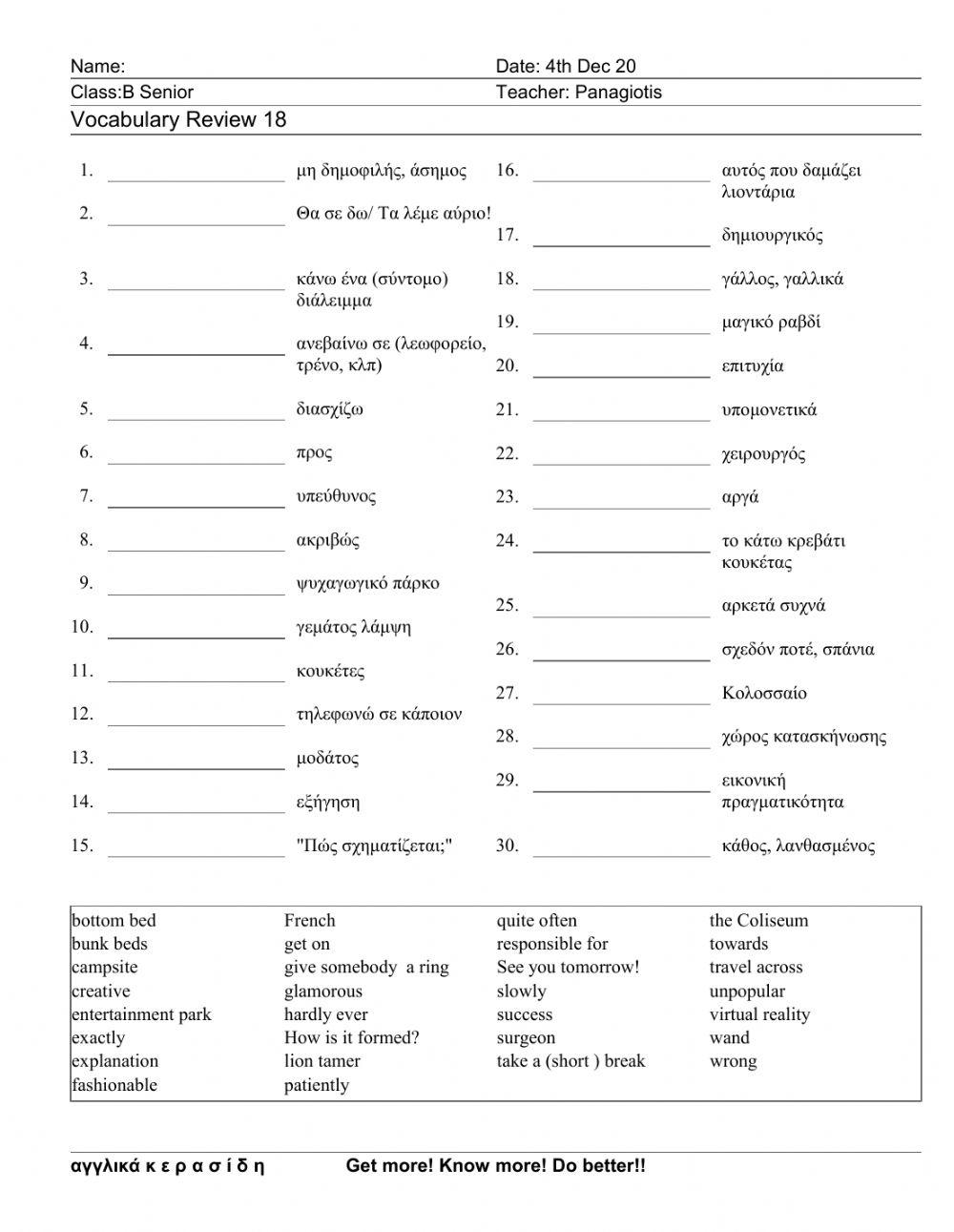 B senior Worksheet 18 worksheet | Live Worksheets