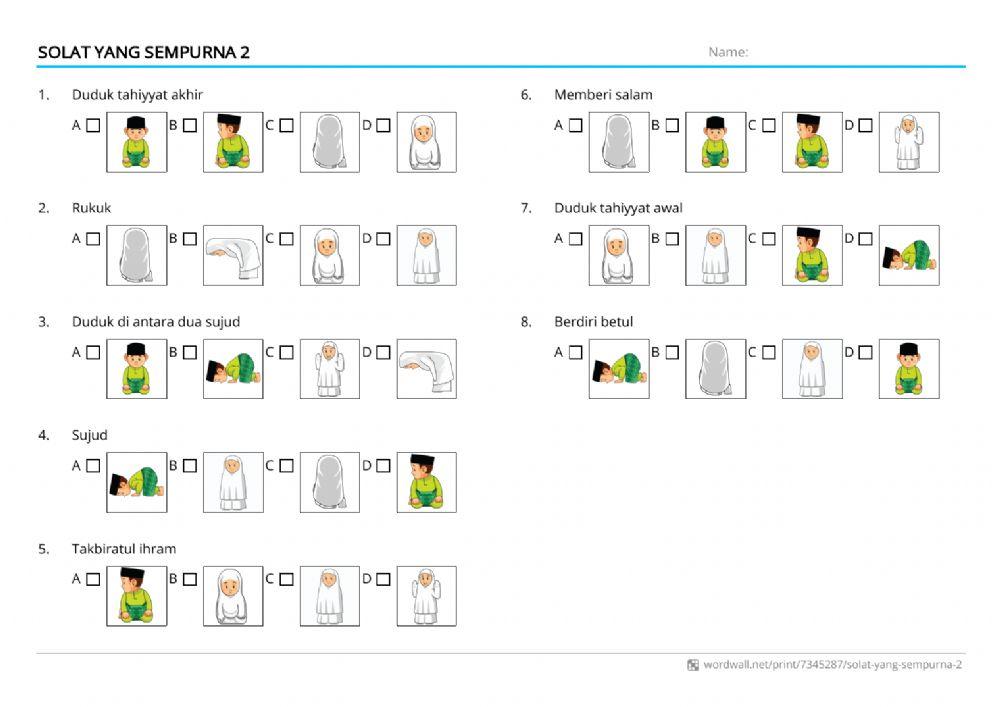 Latihan Solat yang Sempurna Tahun 1 online exercise for | Live Worksheets