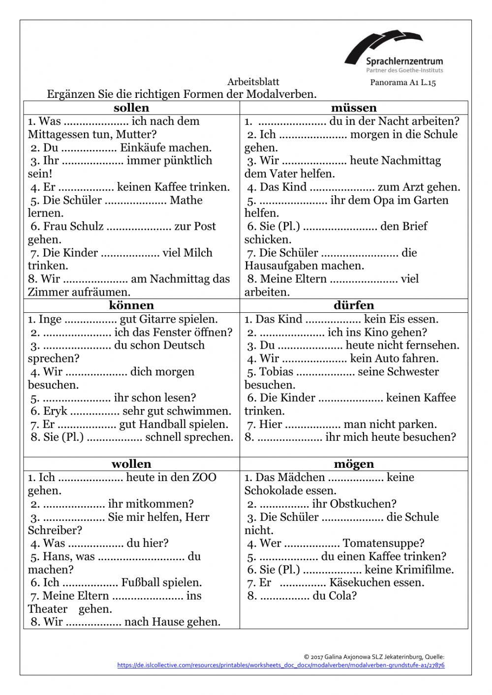 Modalverben | Free Interactive Worksheets | 563979