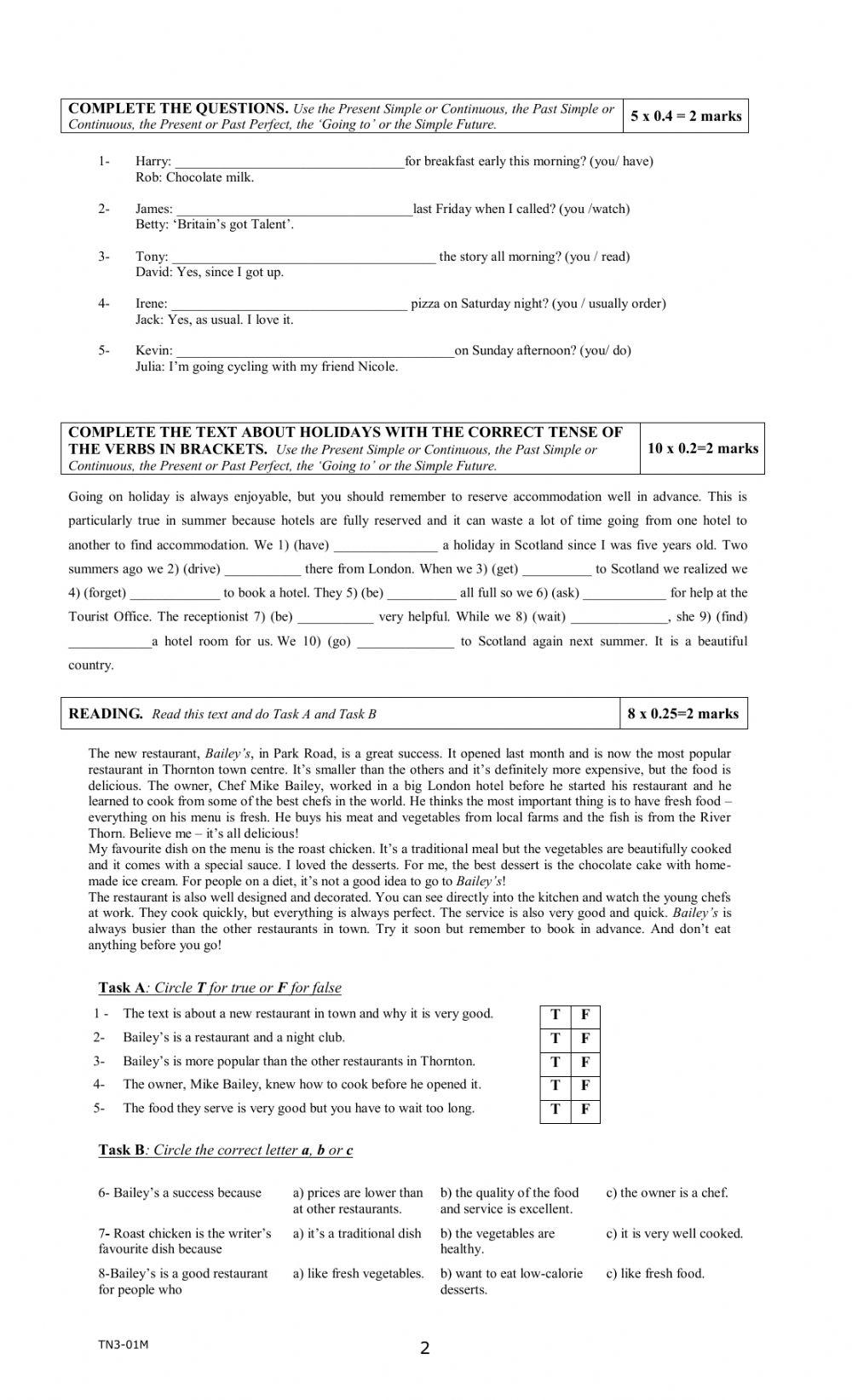 Teens 3 mock ex… | Free Interactive Worksheets | 564827